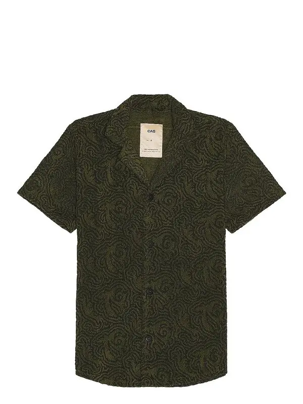 Oas Squiggle Cuba Terry Shirt In Green - Dark Green