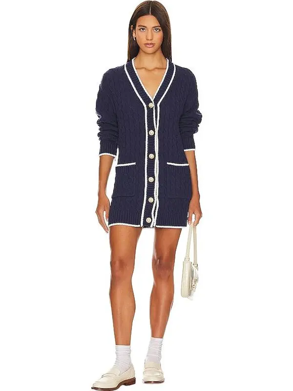 LOVERS AND FRIENDS Julienne Cable Knit Mini Dress - Navy & Ivory