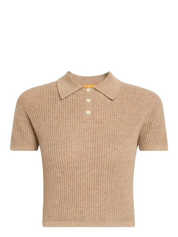 Guest In Residence Cashmere Shrunken Polo Sweater - Taupe