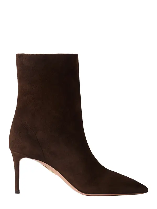 AQUAZZURA Matignon Suede Ankle Boots - Brown