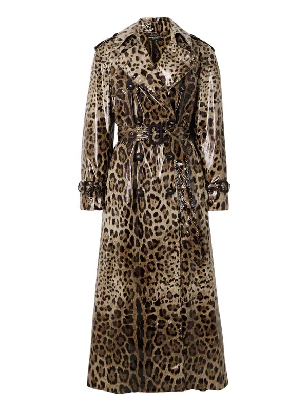 Dolce & Gabbana Leopard-print Coated-canvas Trench Coat - Animal Print
