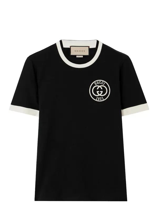 Gucci Embroidered Cotton-jersey T-shirt - Black