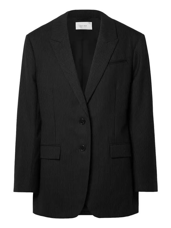 THE ROW Laudonia Pinstriped Wool Blazer - Black