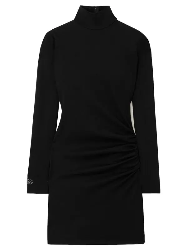 Dolce & Gabbana Ruched Stretch-jersey Mini Dress - Black