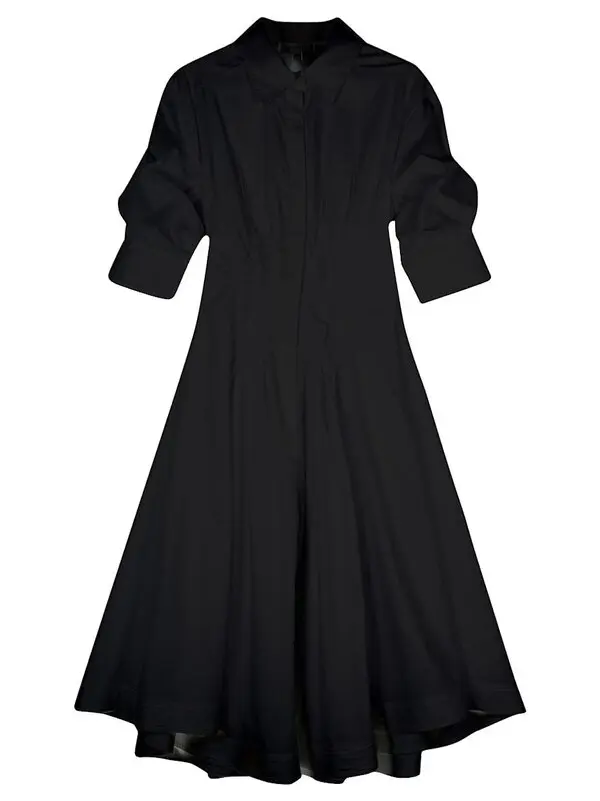Simkhai Jazz Poplin Pintuck Midi Shirtdress - Black