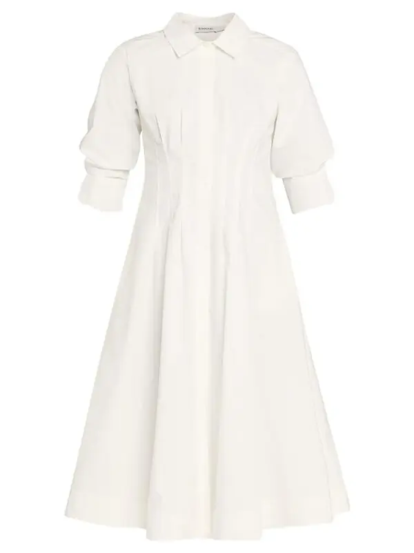 Simkhai Jazz Poplin Pintuck Midi Shirtdress - White