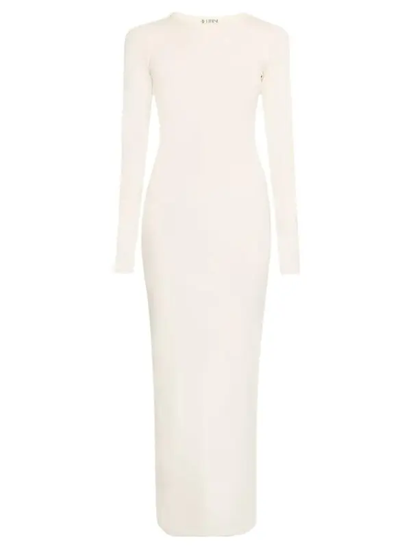 Eterne Long-sleeve Rib-knit Maxi Dress - Cream