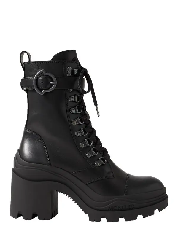 Moncler Envile Buckled Leather Combat Boots - Black