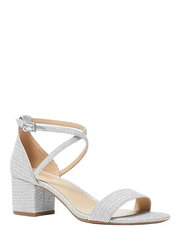 Michael Kors Serena Flex Ankle Strap High Heel Sandals - Silver