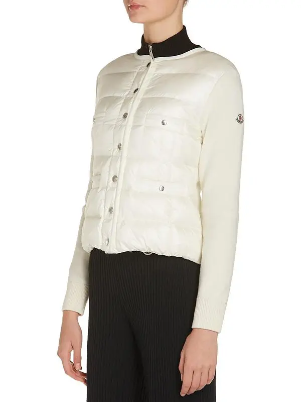 Moncler Snap-front Wool Puffer Cardigan - White