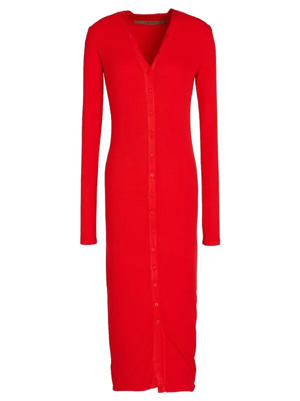 Enza Costa Ribbed Jersey Midi Dress - Red