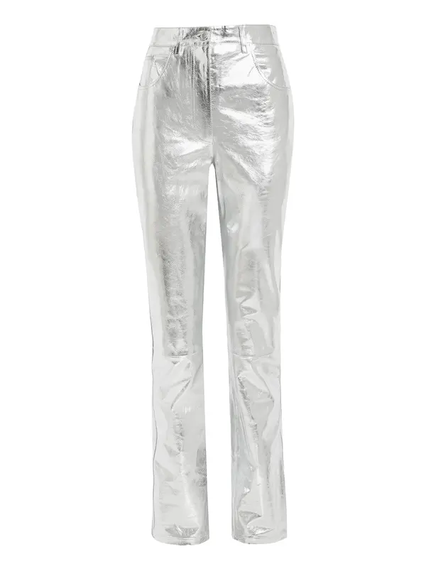 Helmut Lang Crinkled Mirrored-leather Pants - Silver