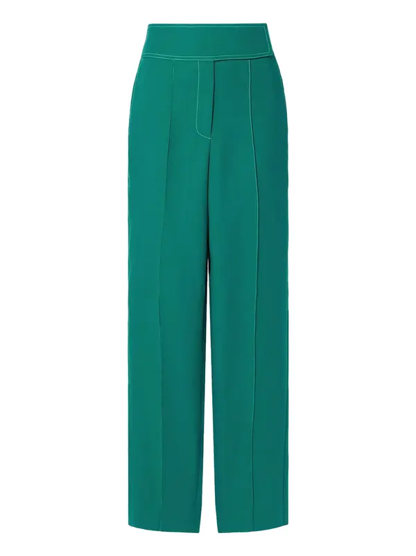 Christopher John Rogers Crepe Straight-leg Pants - Emerald