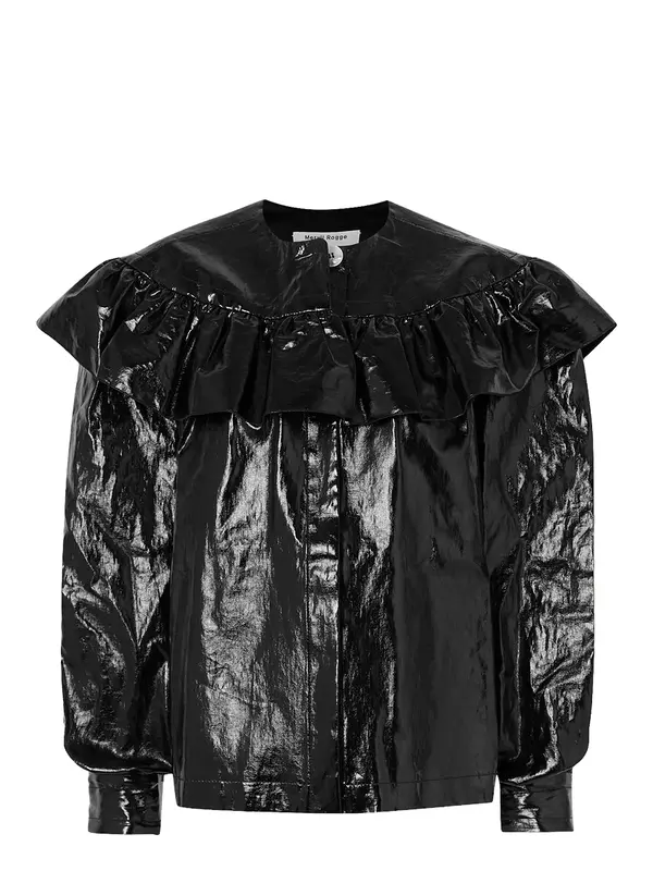 MERYLL ROGGE Ruffled Coated Linen Shirt - Black