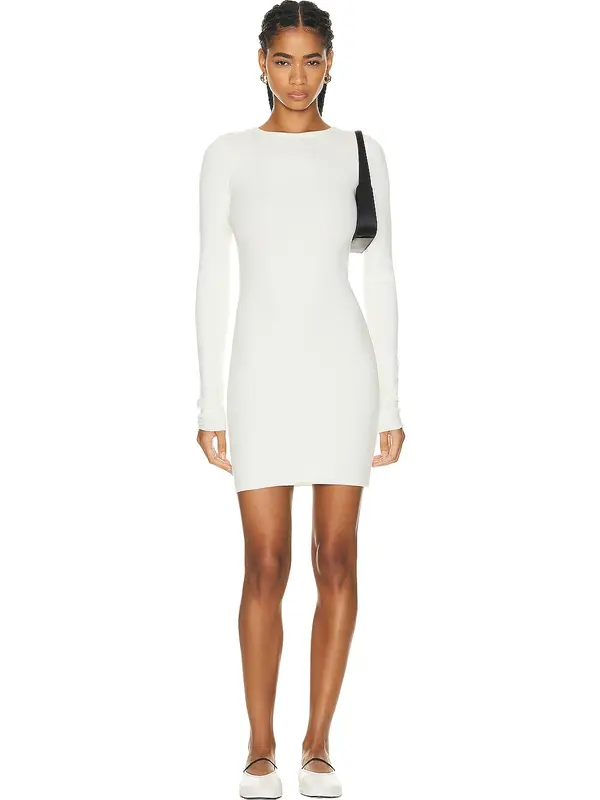 Eterne Long Sleeve Crewneck Mini Dress - Cream