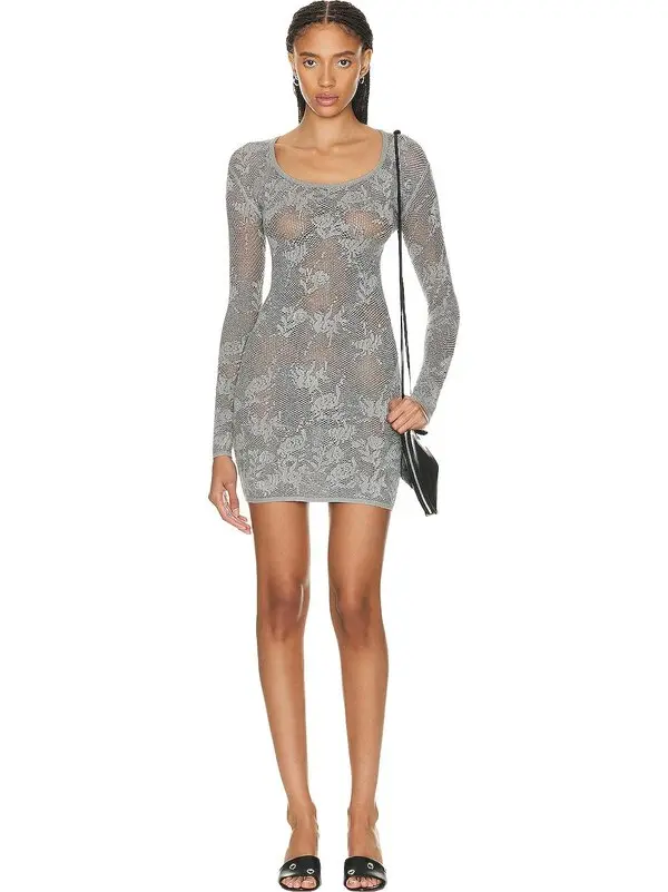 Alaïa Lace Mini Dress - Ciment
