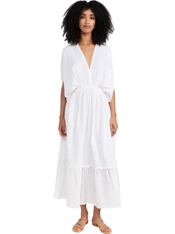 LEMLEM Abira Plunge Neck Dress - White