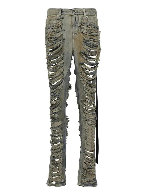 Rick Owens Distressed Low-rise Jeans - Grey