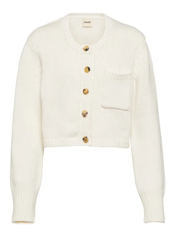 Khaite Lavan Cropped Cashmere Cardigan - White