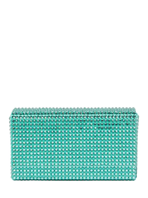 Amina Muaddi Paloma Micro Embellished Clutch - Green