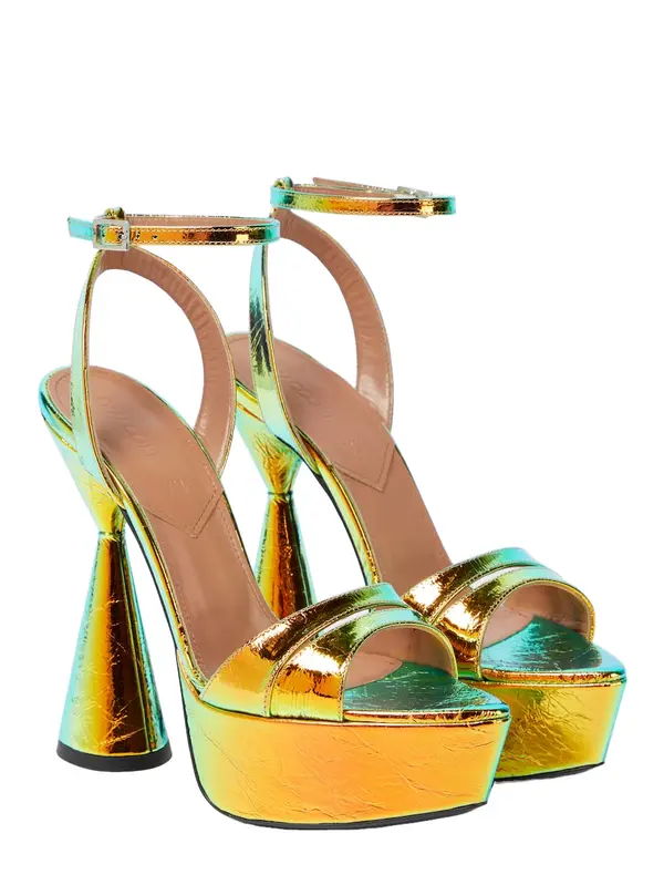 D'ACCORI Skye Mirrored Platform Sandals - Metallic