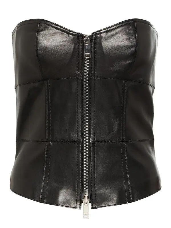 Isabel Marant Etna Leather Bustier - Black