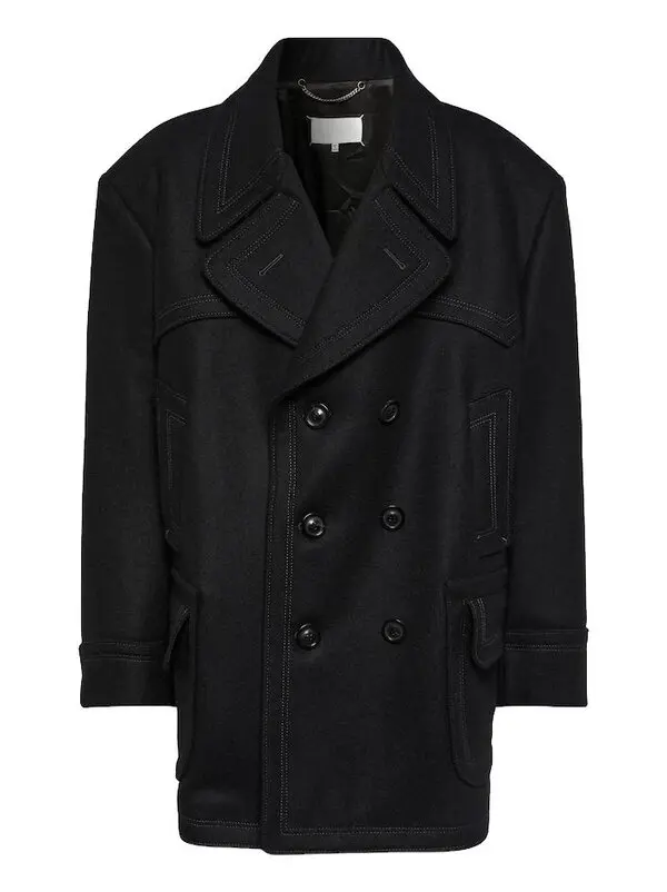 MAISON MARGIELA Wool-blend Pea Coat - Black