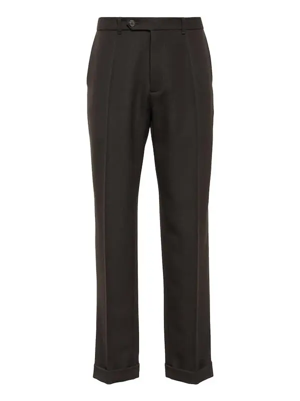 THE ROW Seth Straight Wool Pants - Brown