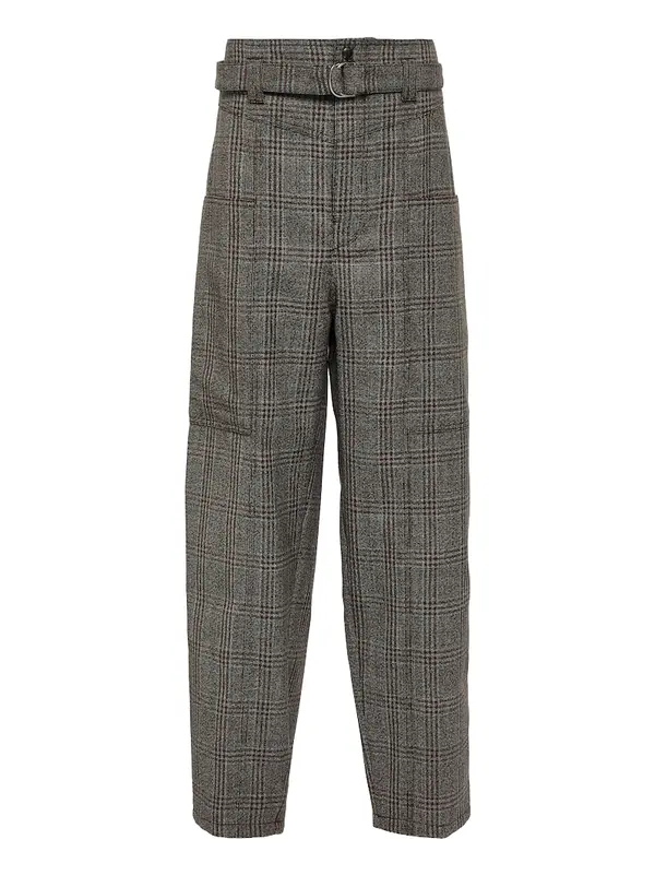 TOD'S Checked High-rise Trousers - Grey