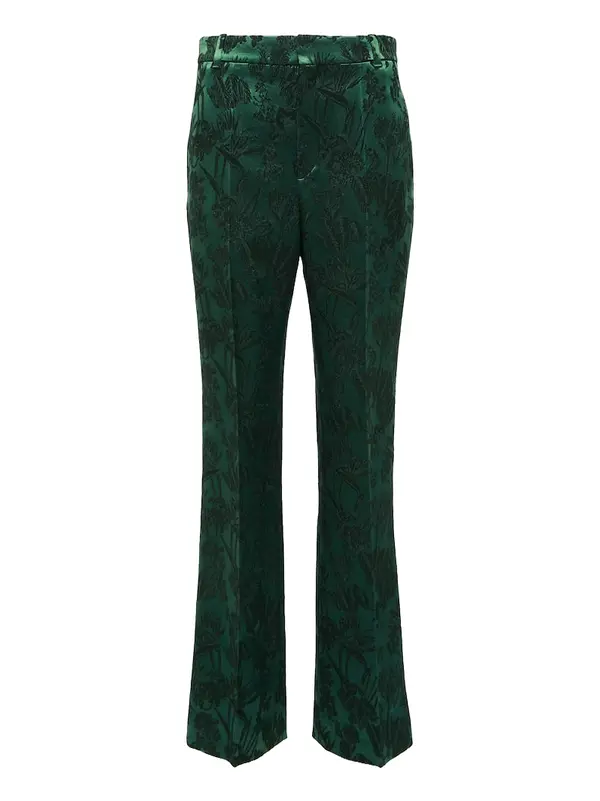 Chloé Jacquard Wool And Silk Slim Pants - Green