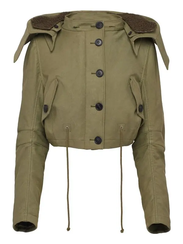 Prada Cropped Hooded Jacket - Green