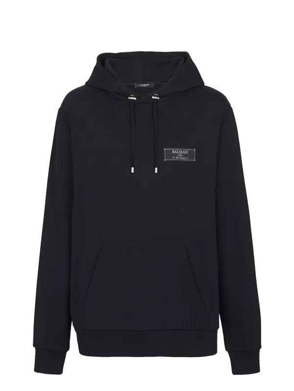 Balmain Logo-patch Cotton Hoodie - Black