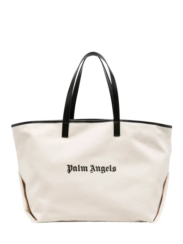 Palm Angels Logo-print Canvas Tote Bag - Black