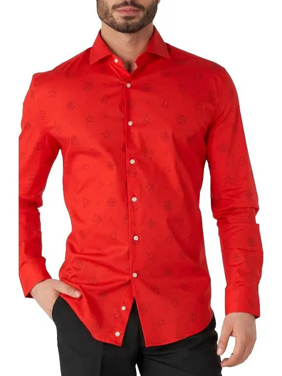 Opposuits Christmas Icons Stretch Button-up Shirt - Red