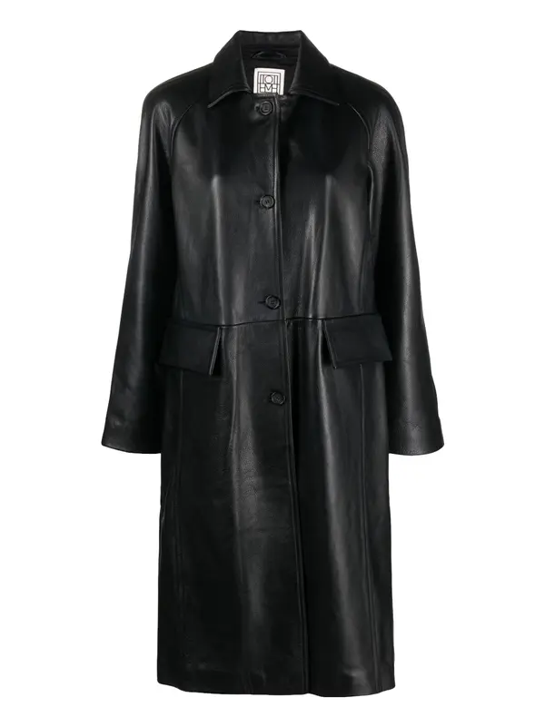 TOTEME Raglan-sleeves Leather Coat - Black