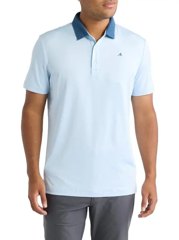 REDVANLY Darby Contrast Collar Performance Golf Polo - Arctic