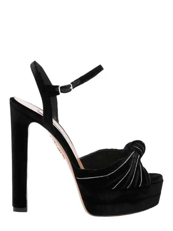 AQUAZZURA Atelier Plateau 130mm Velvet Pumps - Black