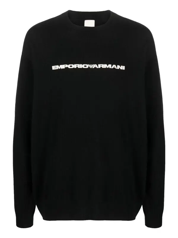 Emporio Armani Logo-print Crew-neck Jumper - Black