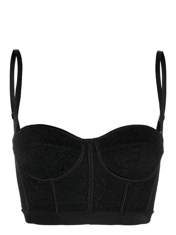 DEL CORE Lace-detailing Bustier Crop Top - Black