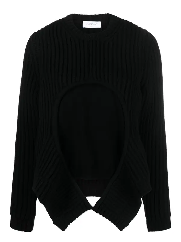 Off-White Ribbed Knit Layered Jumper - Black