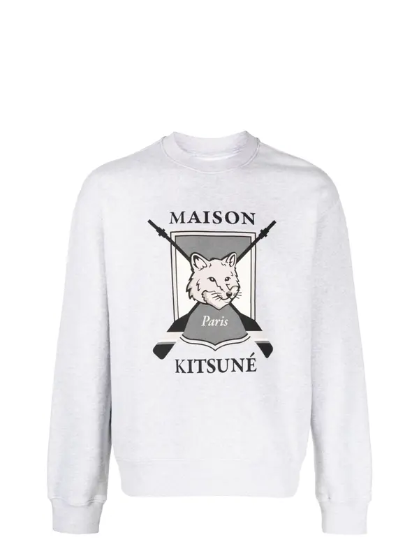 Maison Kitsuné Logo-print Cotton Sweatshirt - Grey