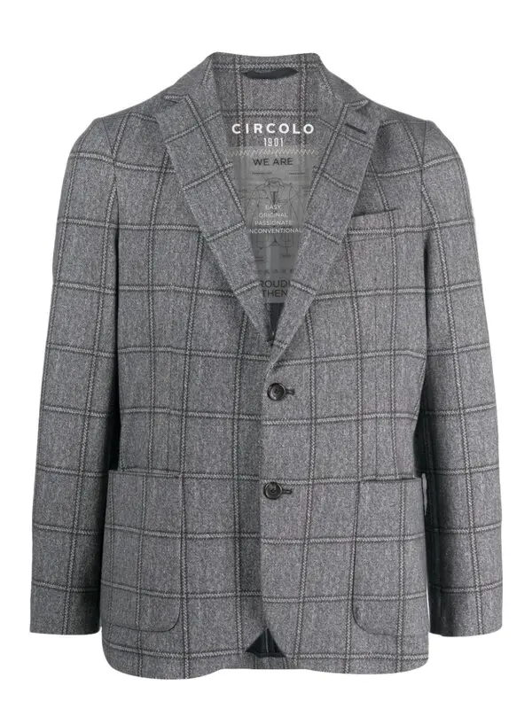 CIRCOLO 1901 Plaid-check Single-breasted Blazer - Blue