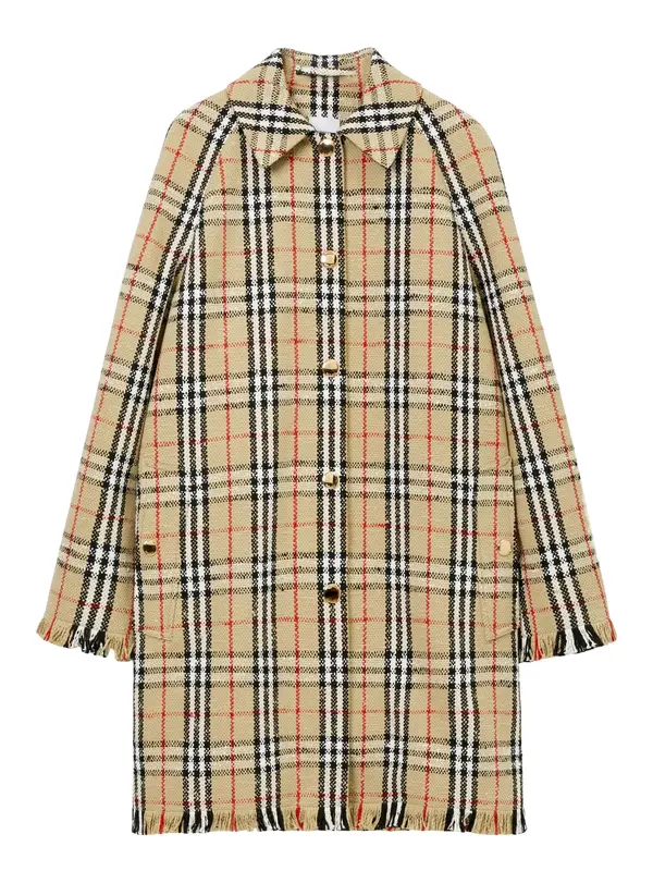 Burberry Bouclé Checkered Raincoat - Neutrals