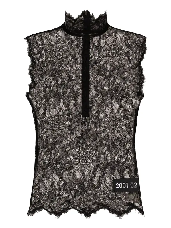 Dolce & Gabbana Floral Lace Top - Black