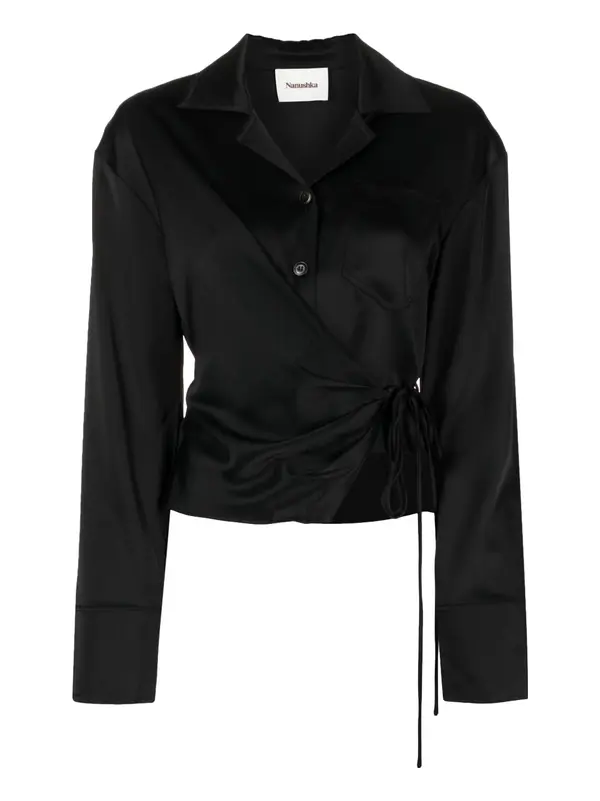 Nanushka Merano Wrap Shirt - Black