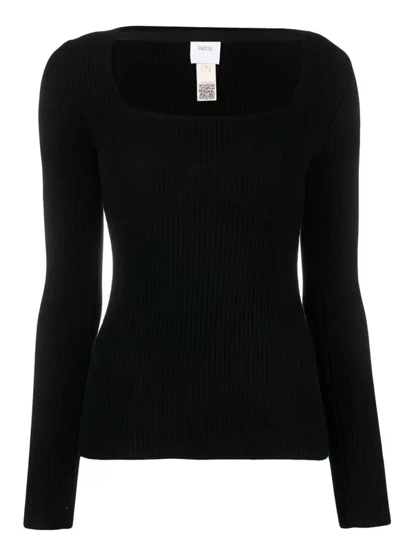 Patou Long-sleeve Knitted Top - Black