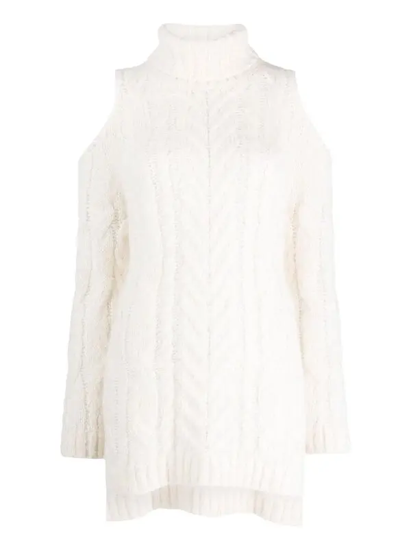 P.a.r.o.s.h Cold-shoulder Cable-knit Jumper - White