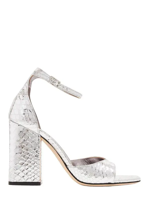 Paris Texas Fiona 100mm Metallic-finish Sandals - Silver