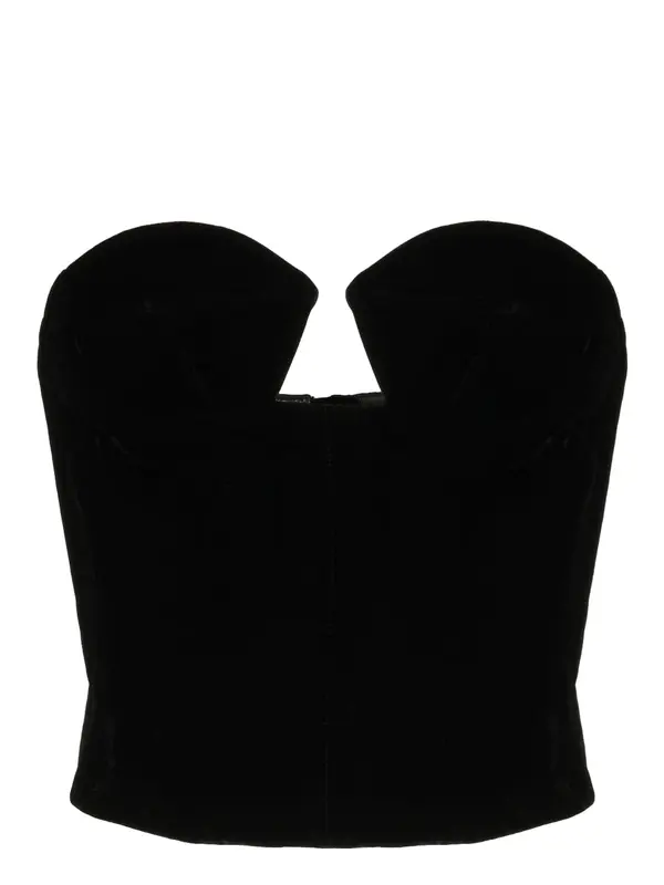 Rokh Cut-out Velvet-effect Bustier - Black