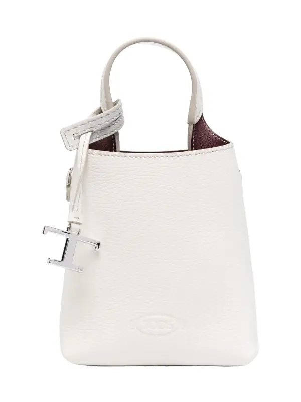TOD'S Debossed-logo Leather Mini Bag - White